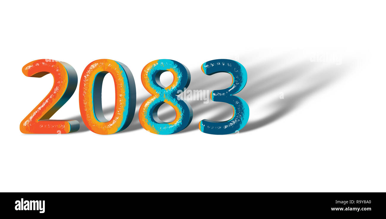 3D Number Year 2083 joyful hopeful colors and white background Stock ...