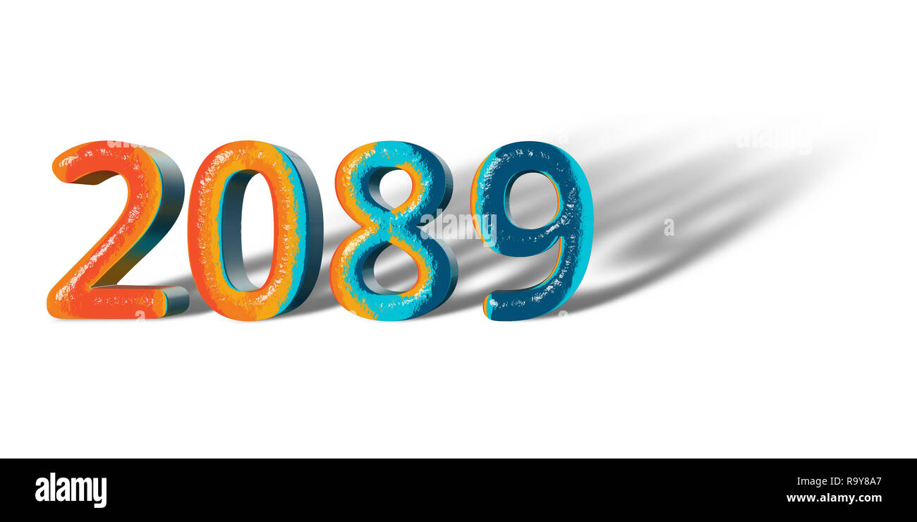 3D Number Year 2089 joyful hopeful colors and white background Stock ...