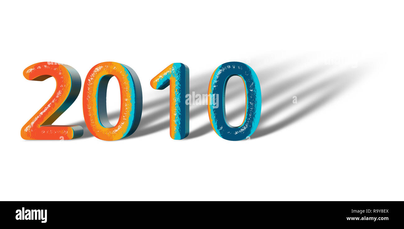 3D Number Year 2010 joyful hopeful colors and white background Stock ...