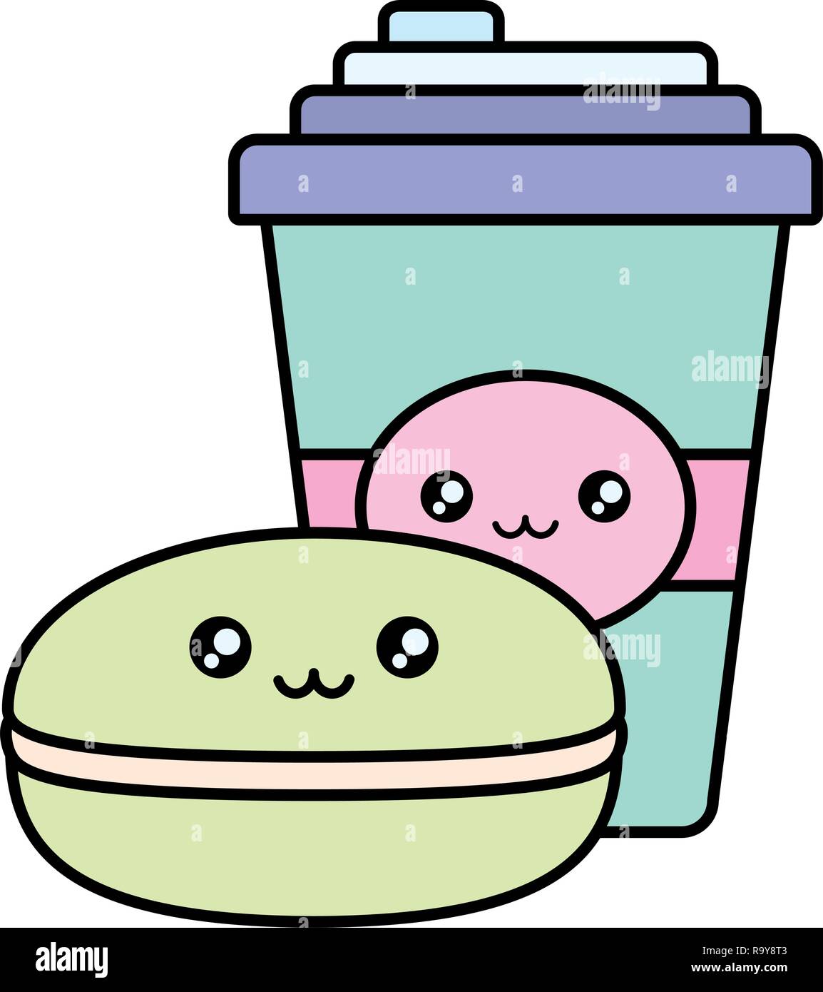 plastic cup container and candy kawaii characters vector illustration ...