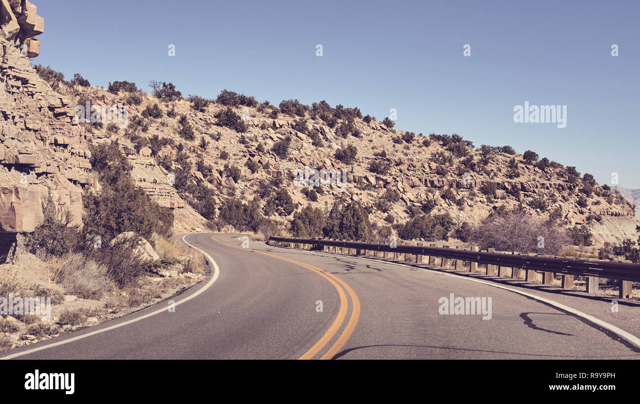 Retro toned scenic mountain road, Colorado, USA Stock Photo - Alamy