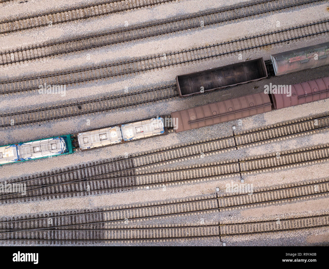 Wagons, docking station, railway Stock Photo - Alamy