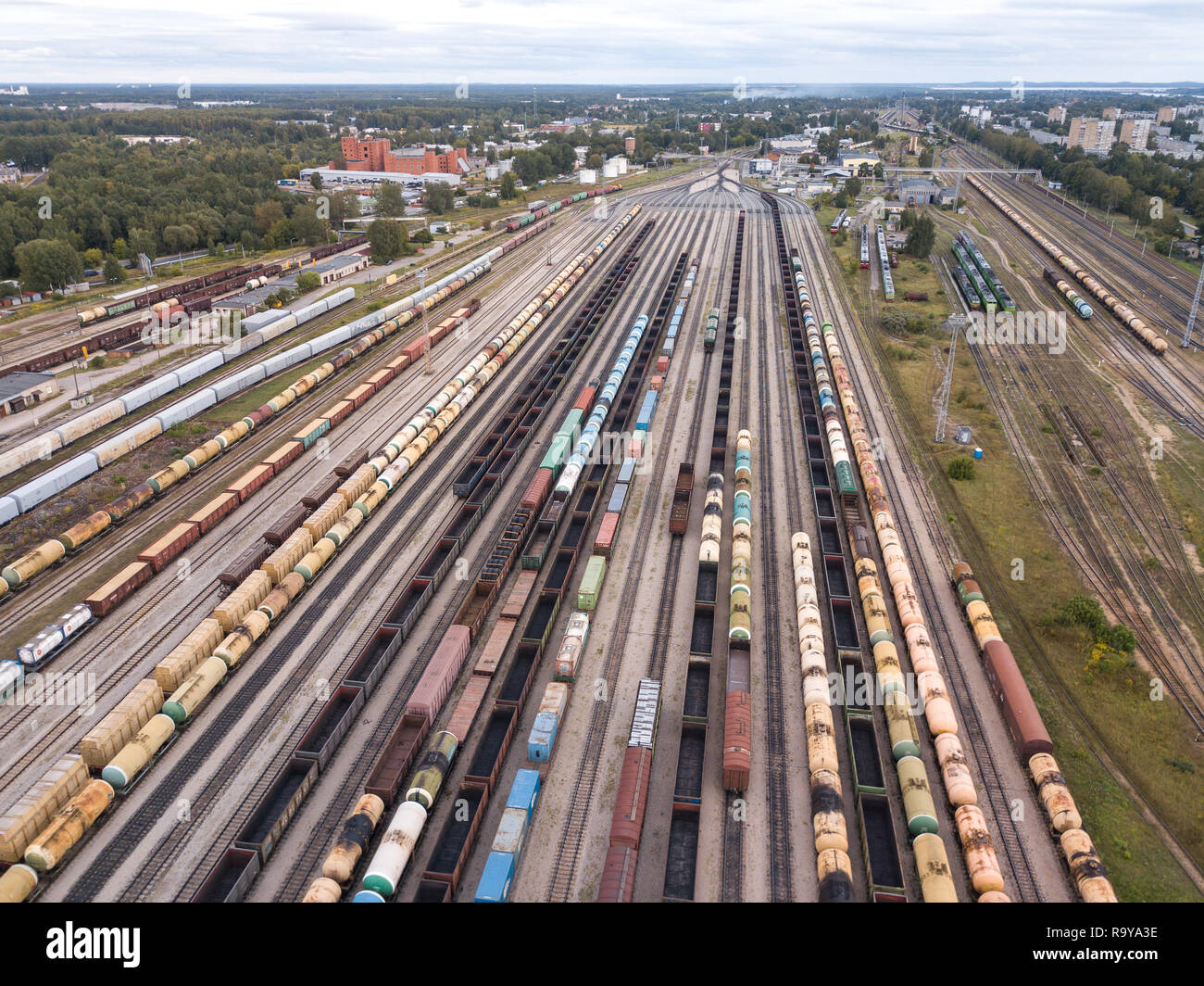 Wagons, docking station, railway Stock Photo - Alamy