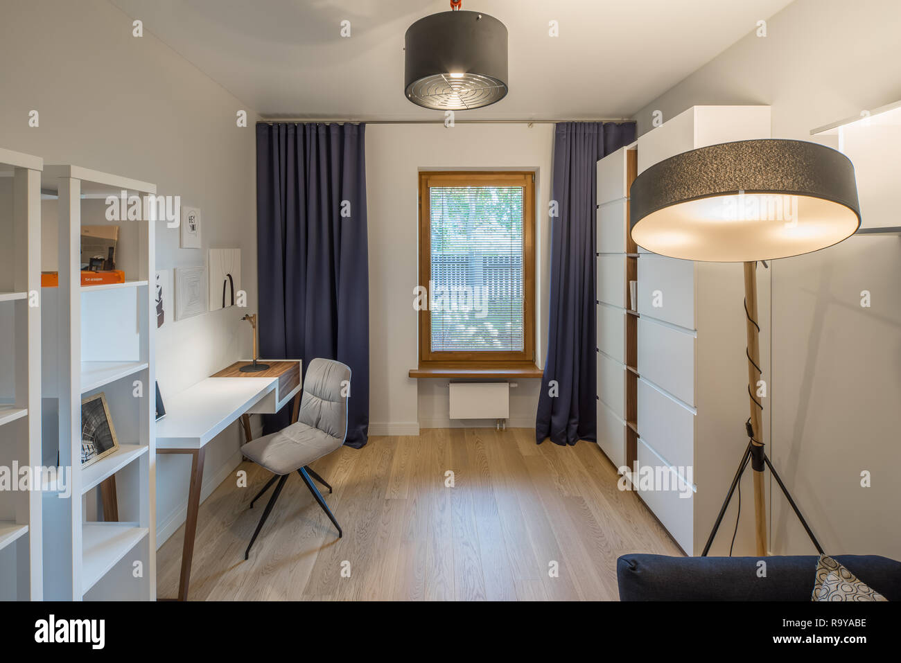 Cabinet, work room, work desk. Interior and design Stock Photo - Alamy