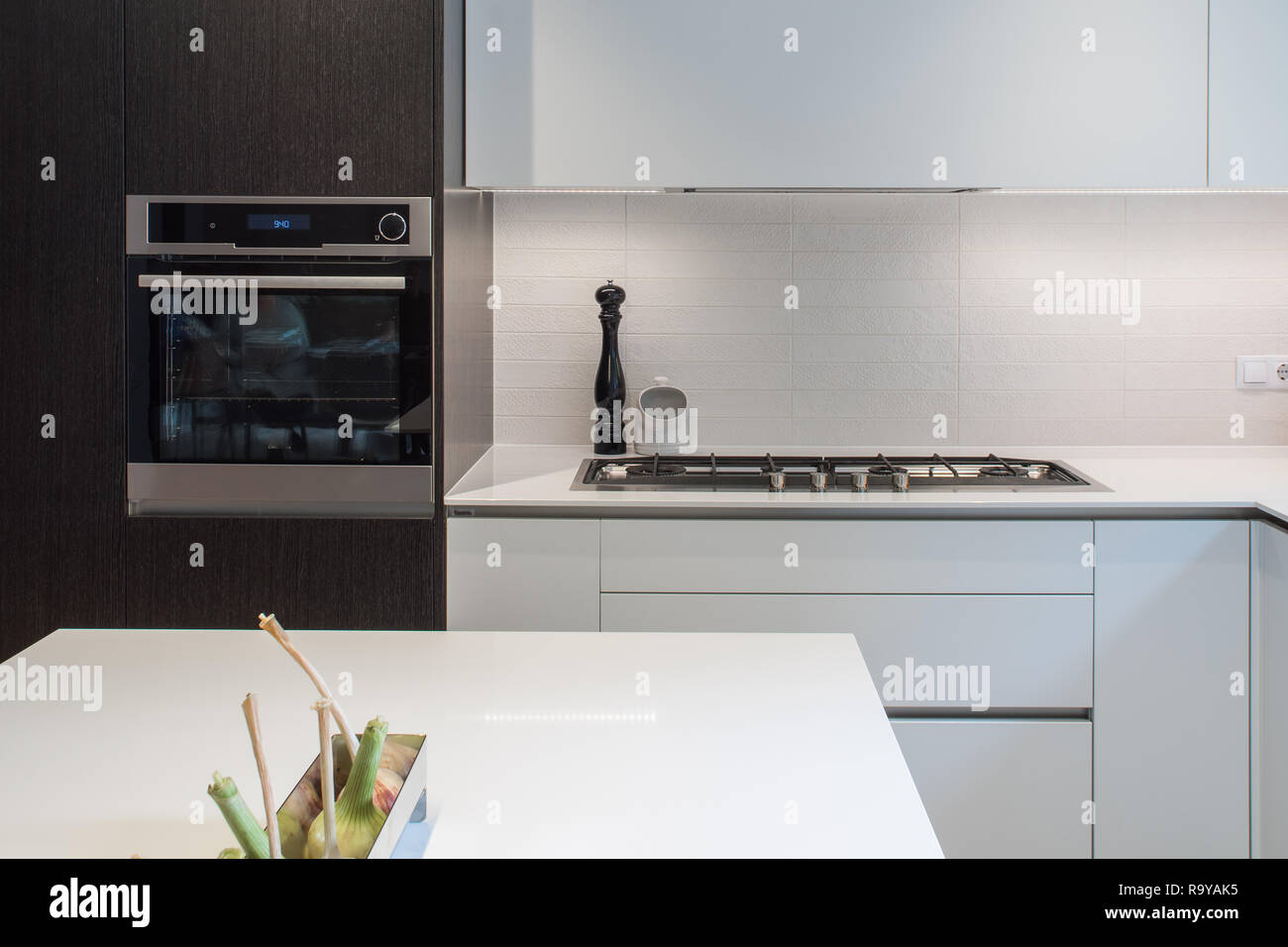 Kitchen in the house. Modern interior. Domestic things Stock Photo - Alamy