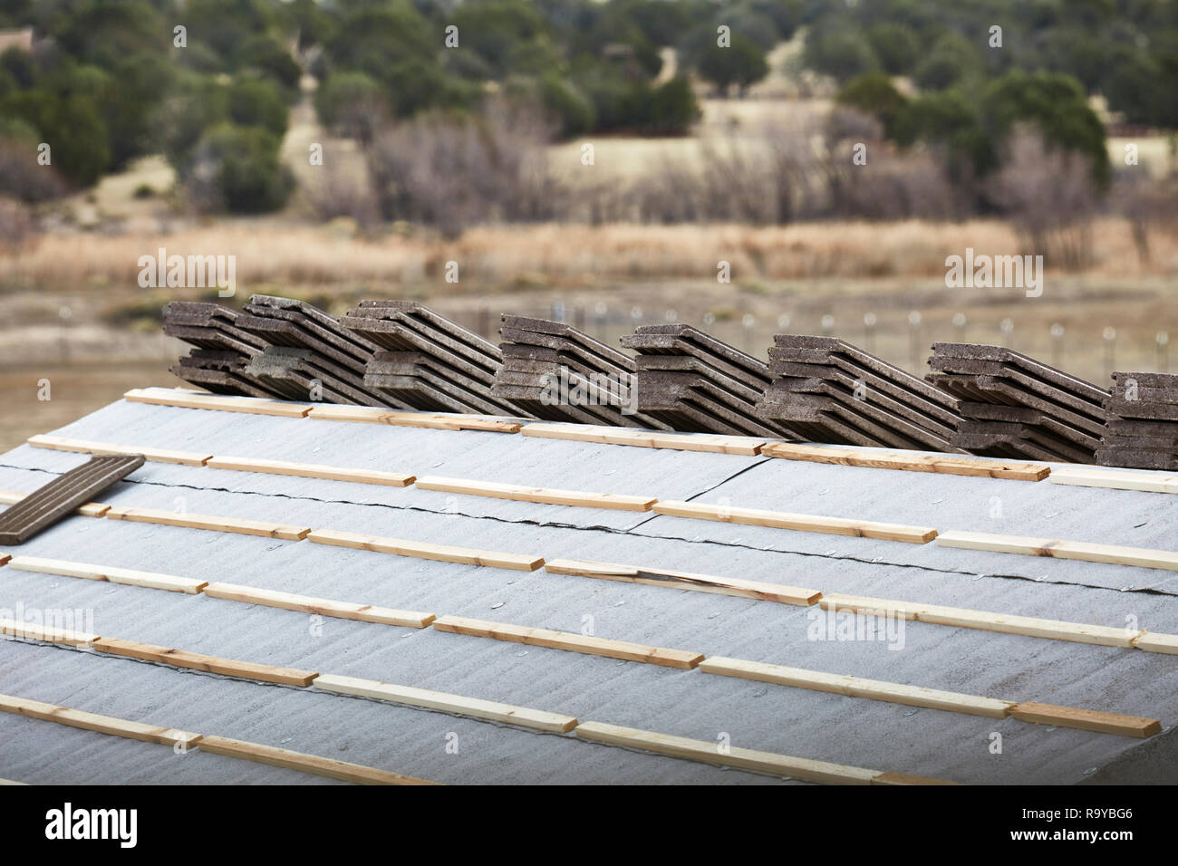 Roofing materials stacked hi-res stock photography and images - Alamy