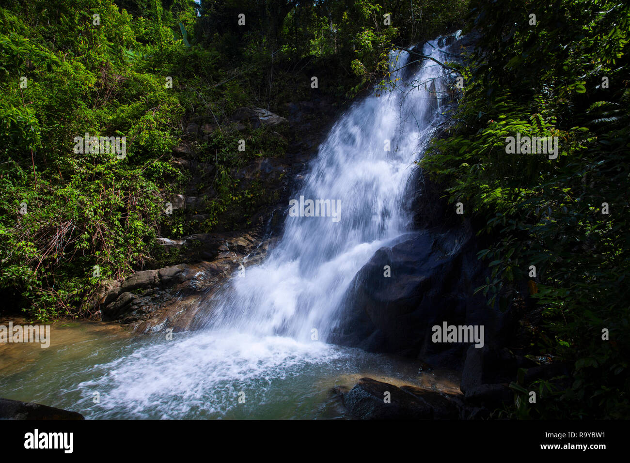 Tropical waterfall in the forest,Ton Chong Fa in khao lak Phangnga ...