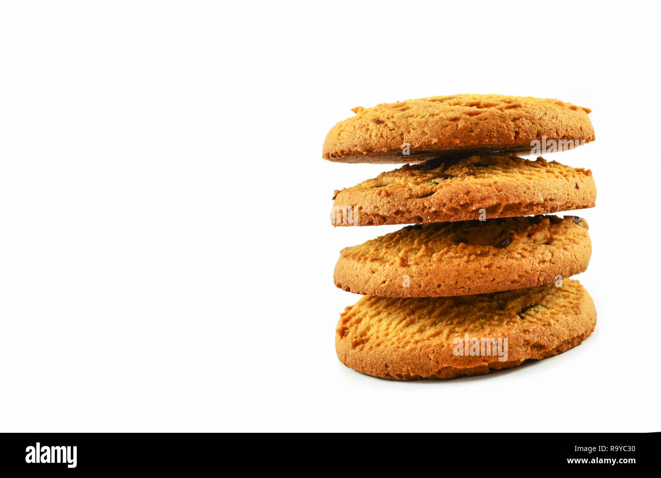 Biscuits cookie isolated / Chocolate chip cookies Sweet biscuits stack ...