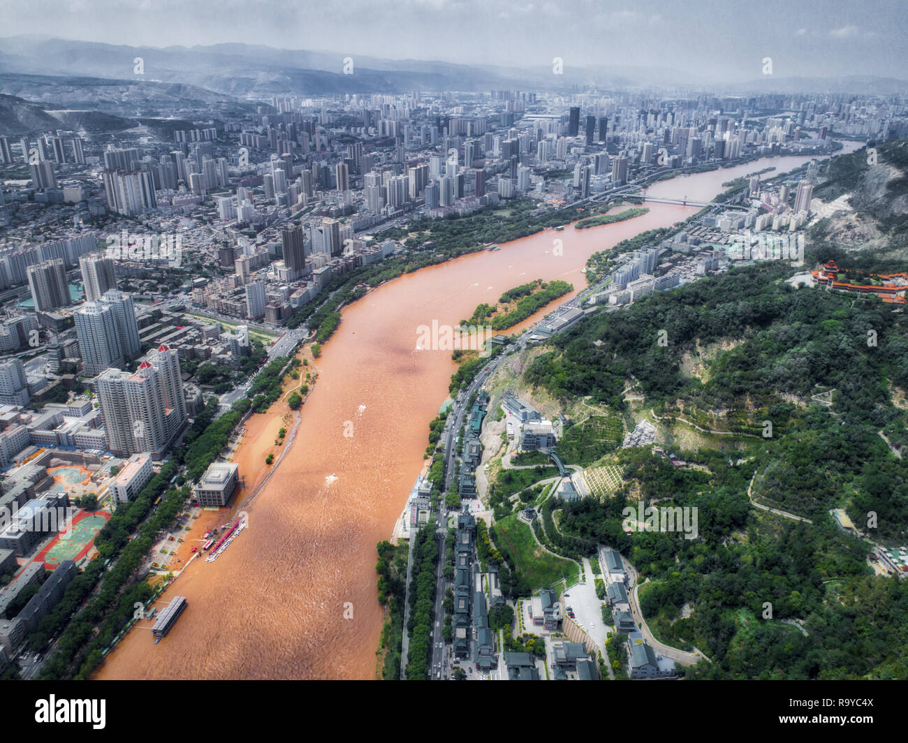 aerial photography of Lanzhou city Stock Photo - Alamy
