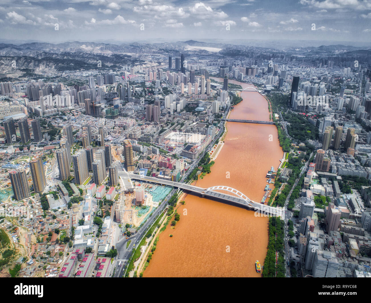 aerial photography of Lanzhou city Stock Photo - Alamy