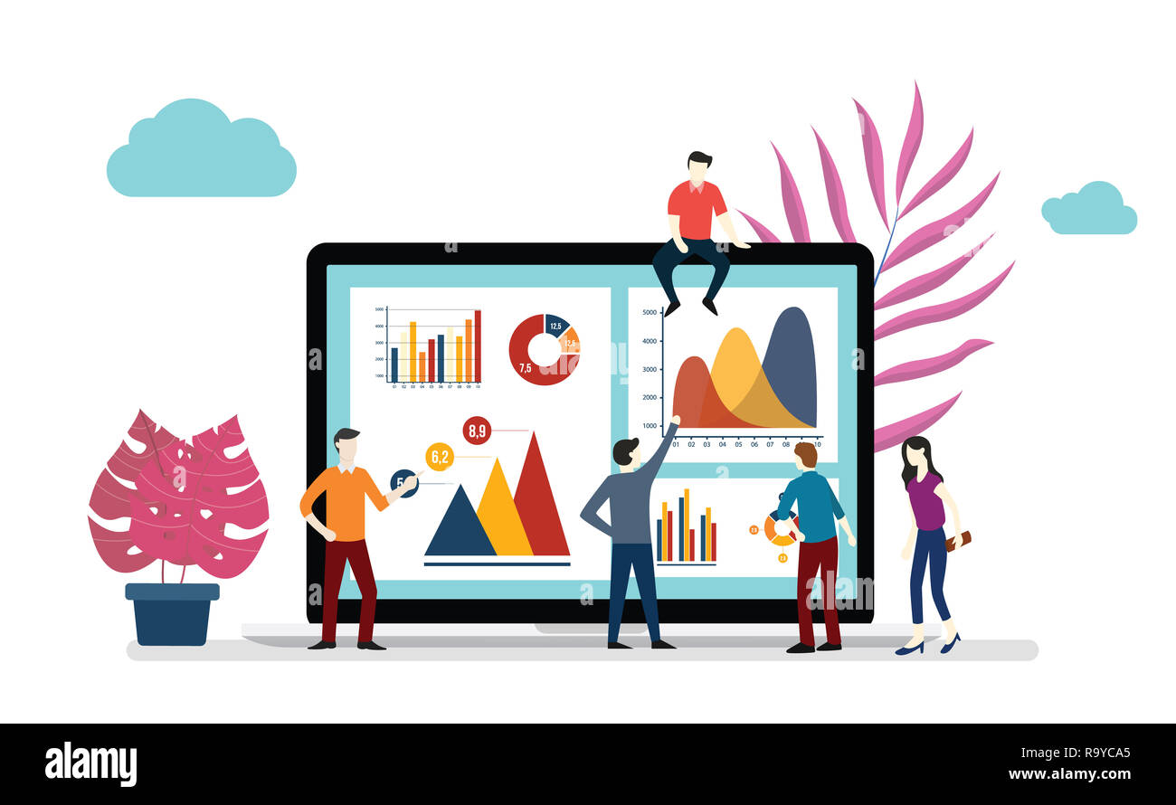 team office worker working together to analyze infographics data ...