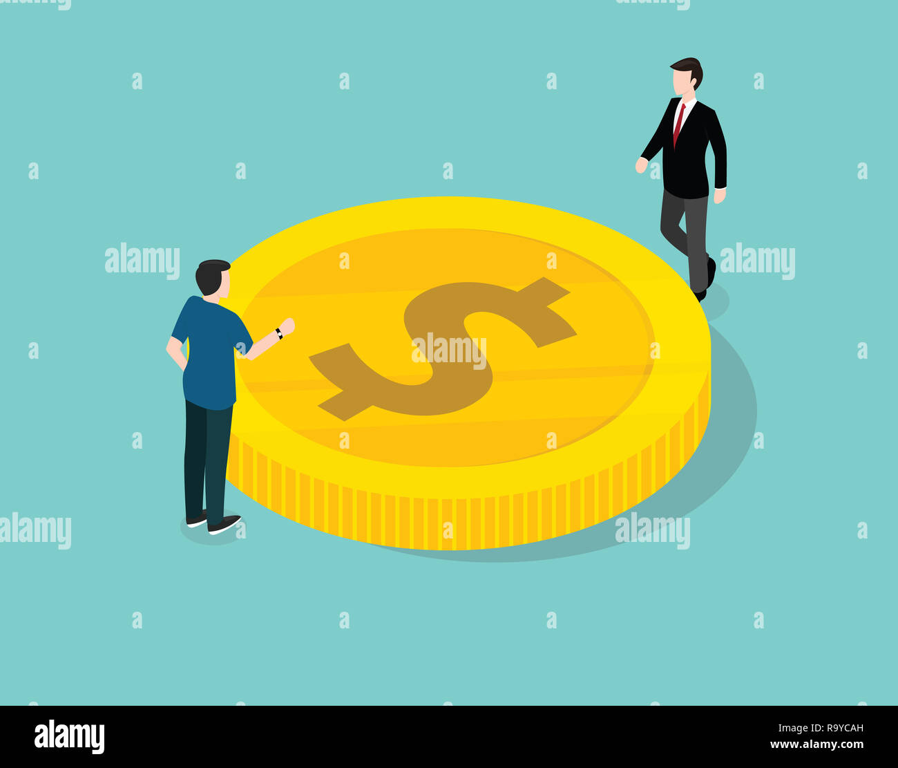 business man manage and discuss about finance gold coin dollar money ...