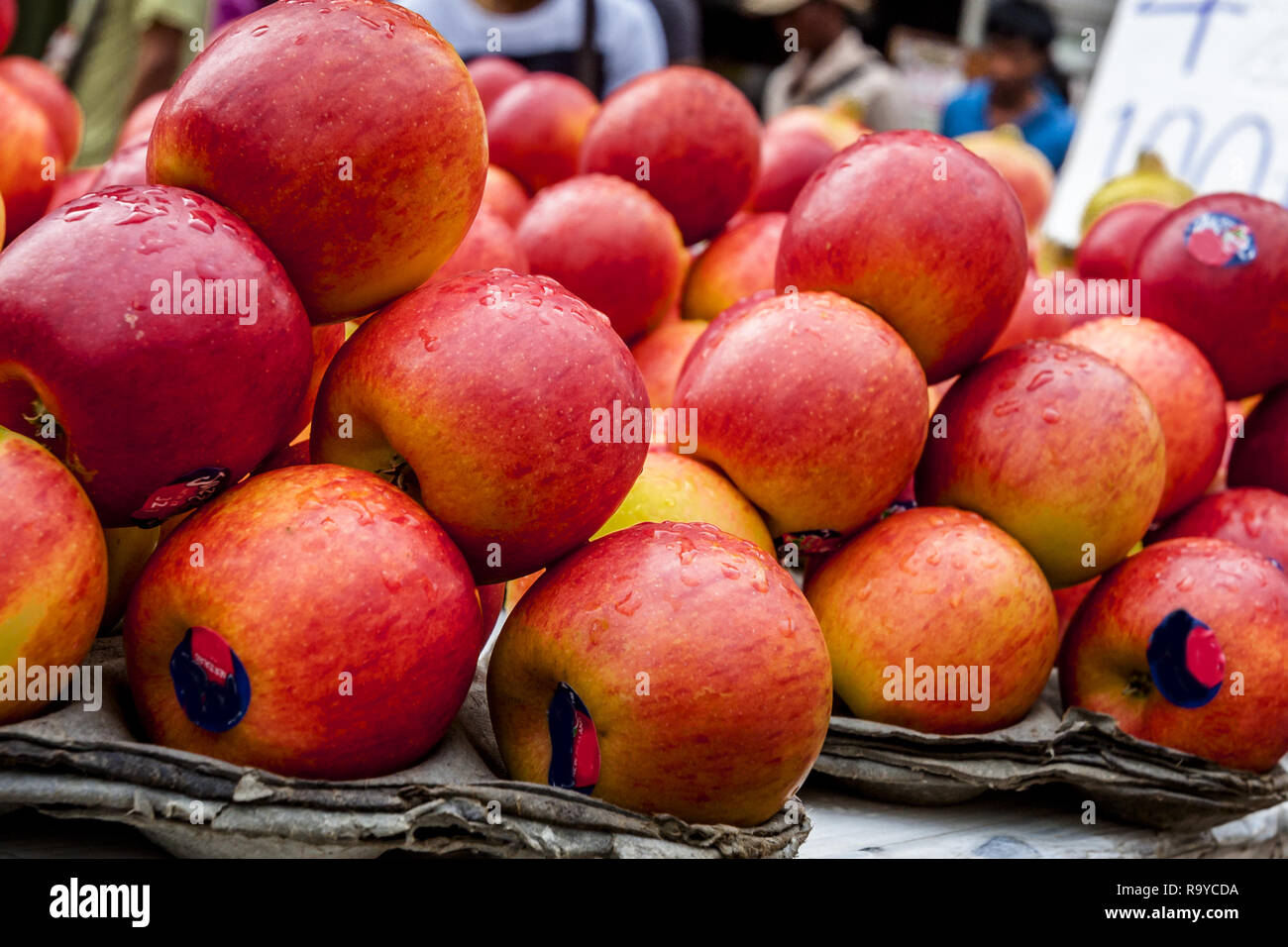 Red apples displayed on hi-res stock photography and images - Alamy