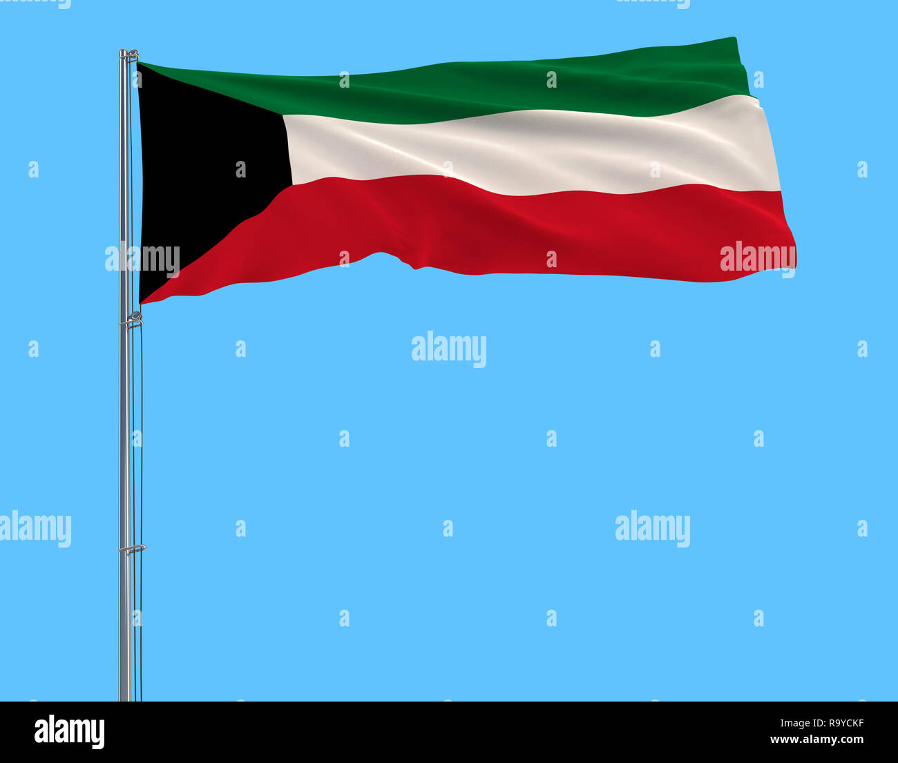 Kuwait flag on flag pole hi-res stock photography and images - Alamy