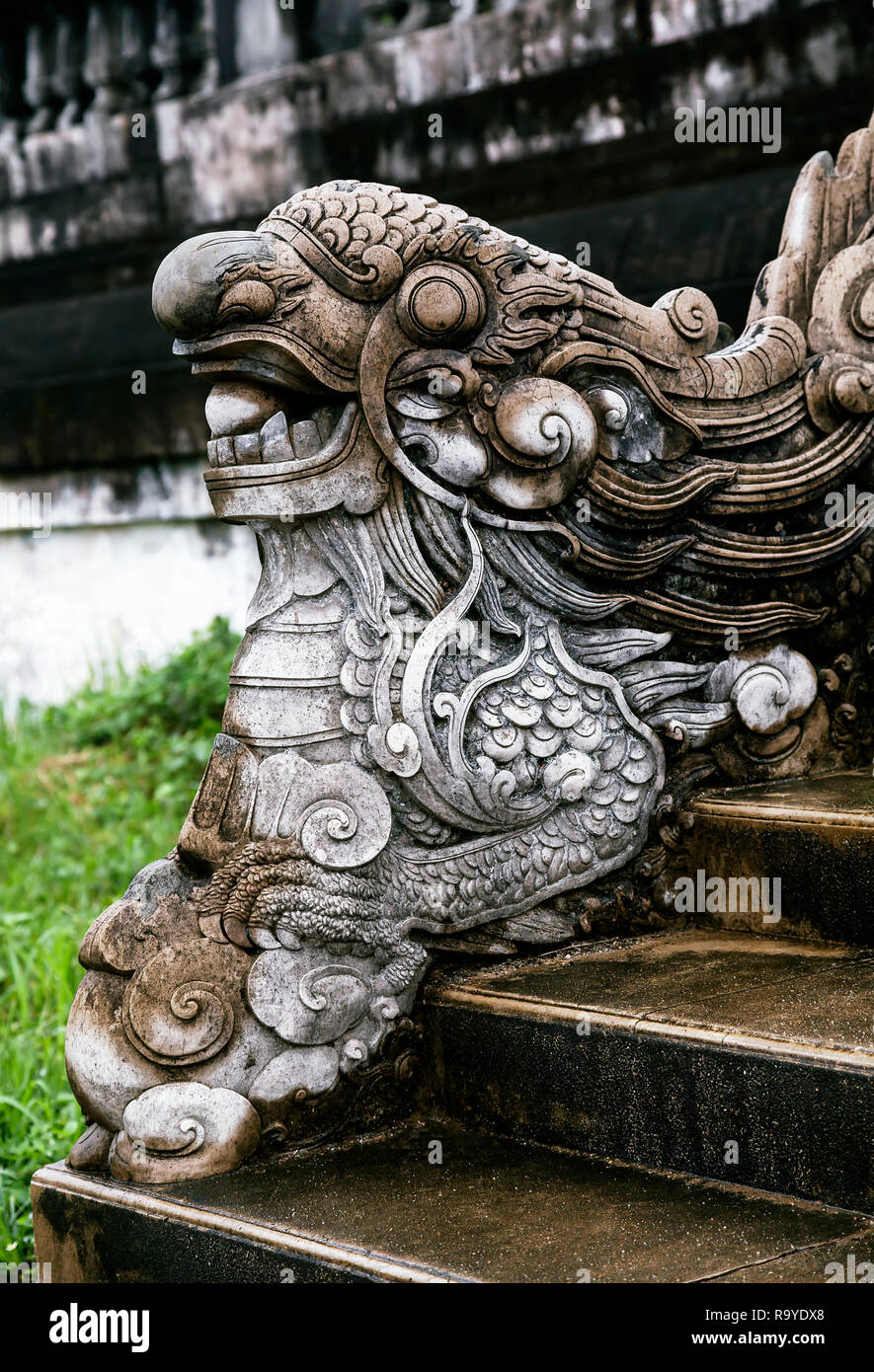 Dragon-shaped handrail in Hue Imperial Palace, Vietnam Stock Photo - Alamy