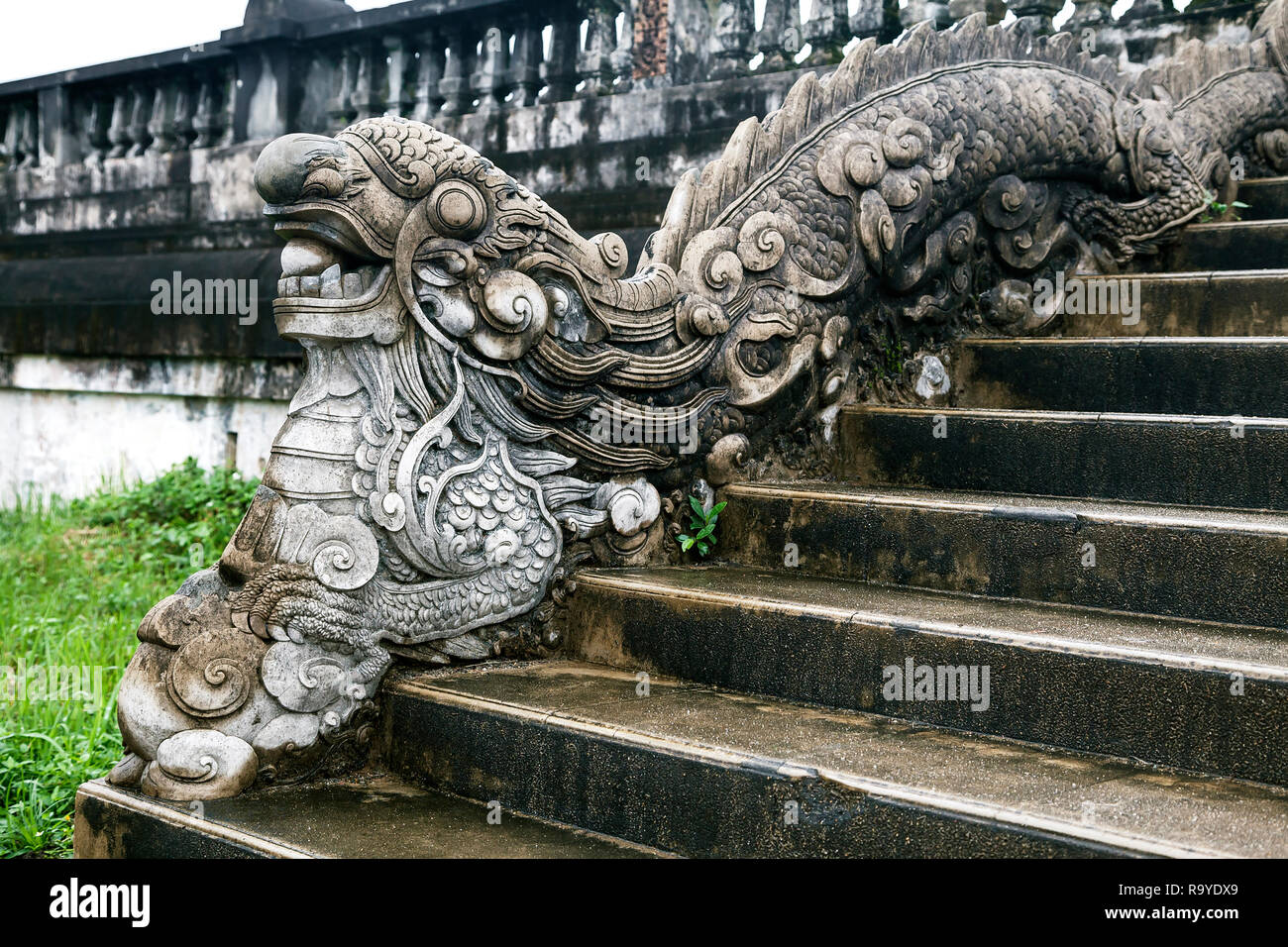 Dragon-shaped handrail in Hue Imperial Palace, Vietnam Stock Photo - Alamy