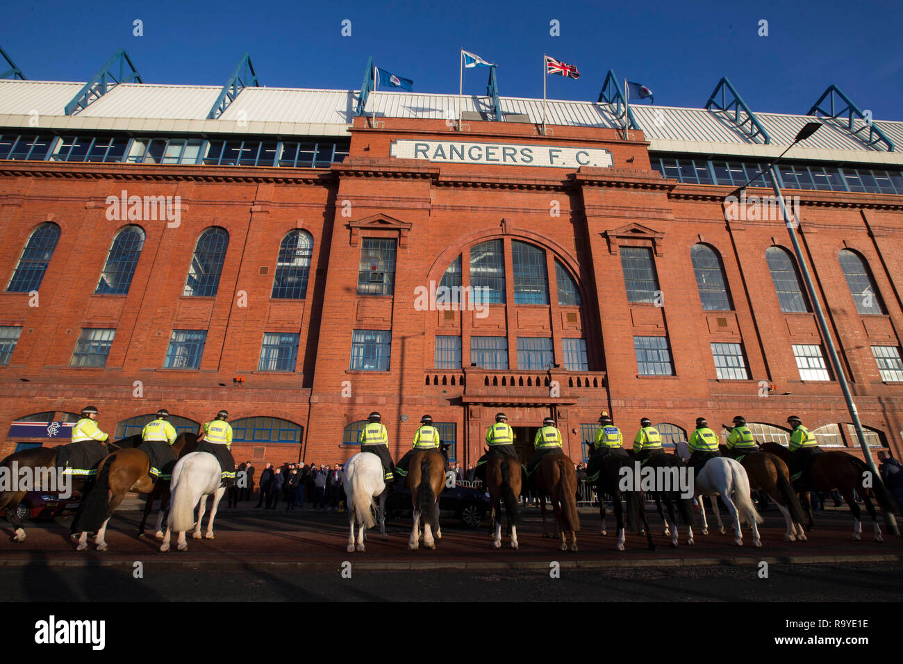Police presence outside Ibrox Stadium before the Ladbrokes Scottish ...