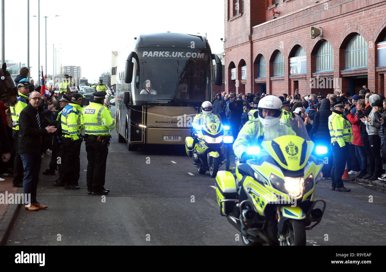 Rangers team bus arrives hi-res stock photography and images - Alamy