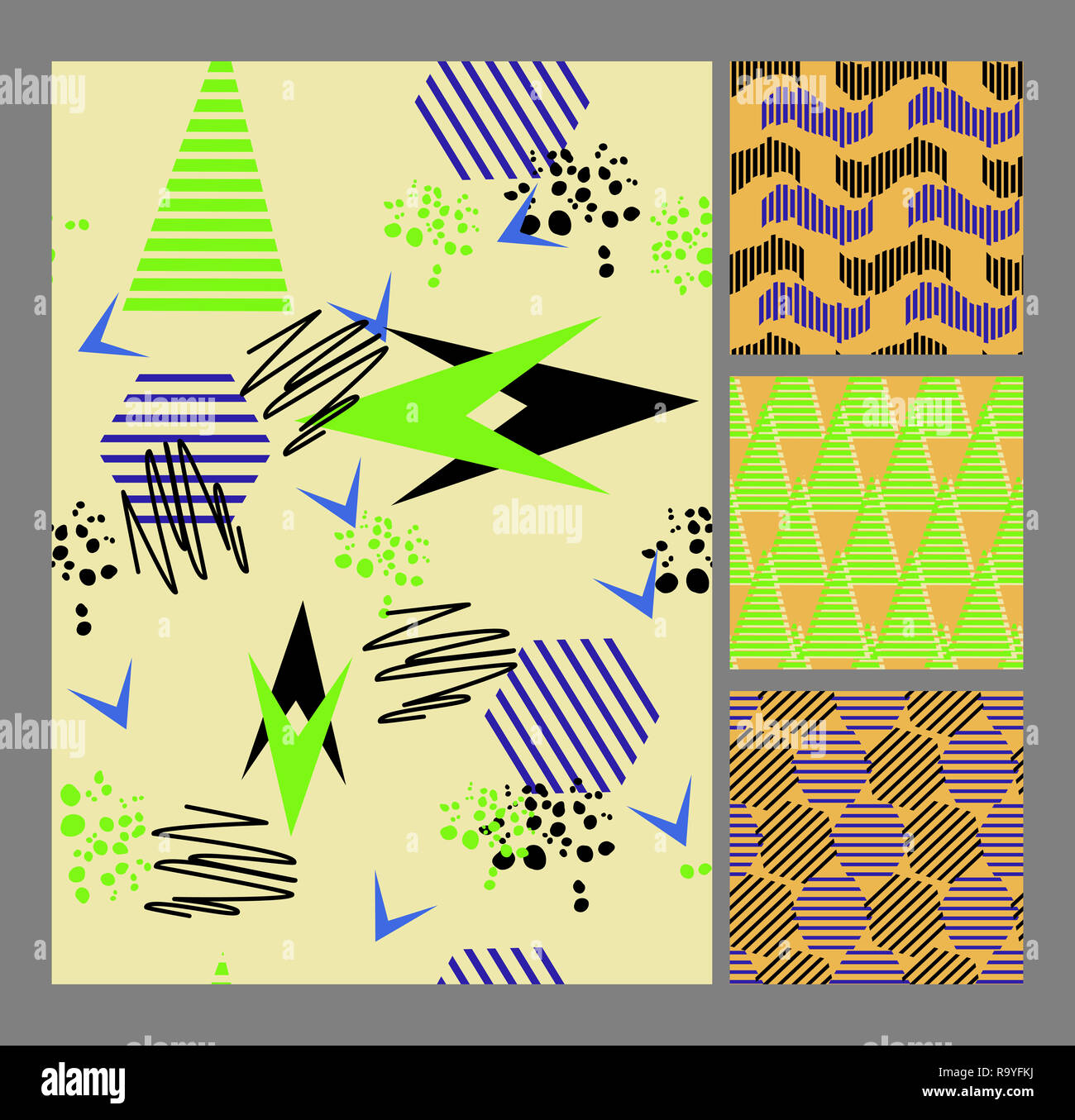 Retro vintage 80 Memphis style of fashion illustration. Seamless ...