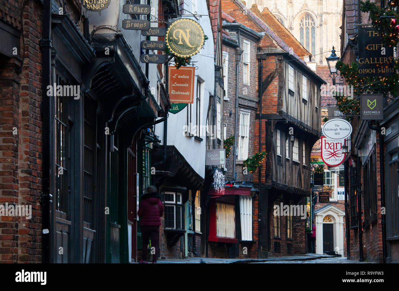 YORK, UNITED KINGDOM - 16th DECEMBER, 2018: The Shambles is one of the ...