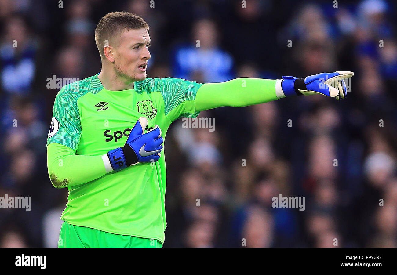 Everton goalkeeper Jordan Pickford during the Premier League match at ...