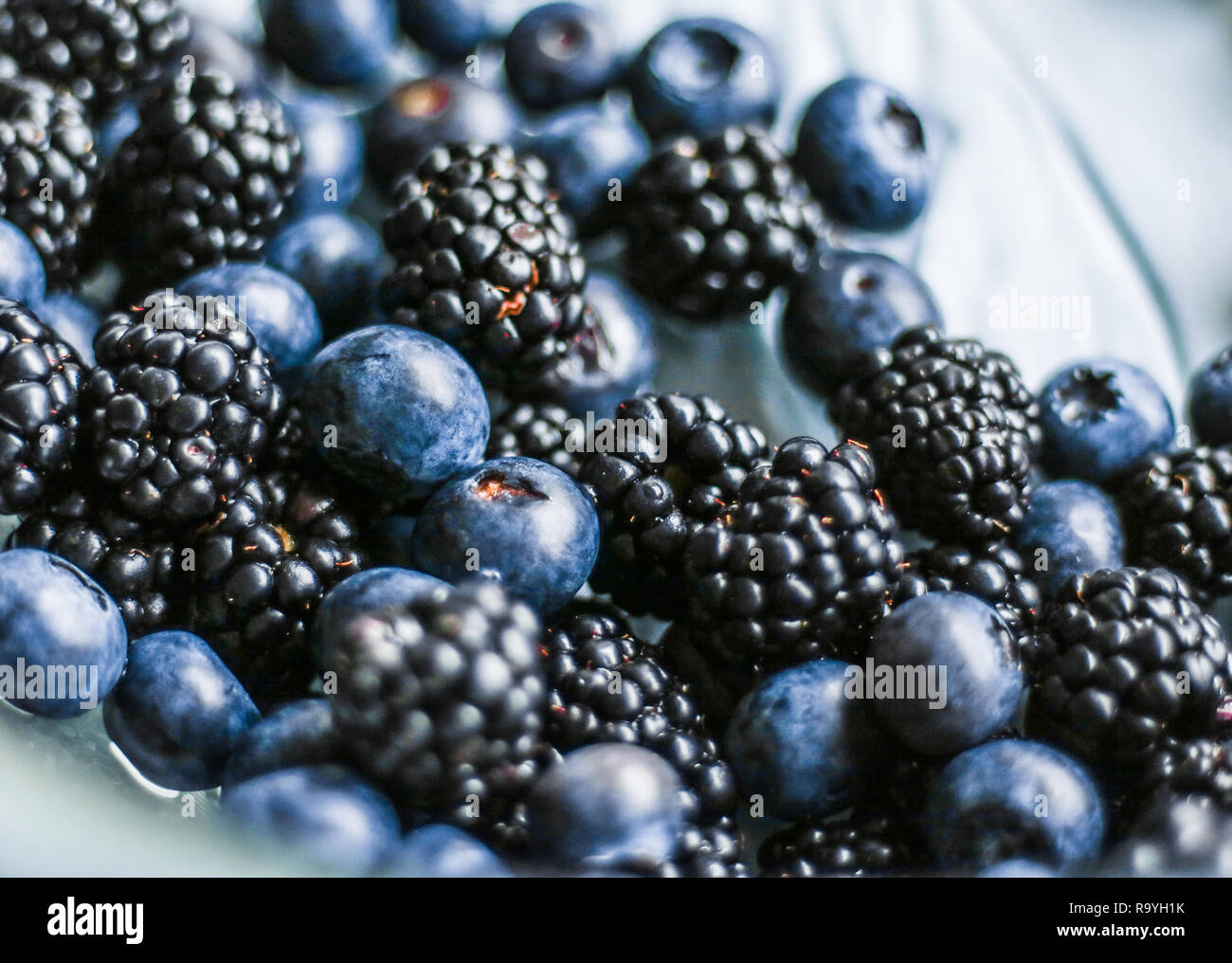 bluberries and blackberries - fresh fruits and healthy eating styled ...