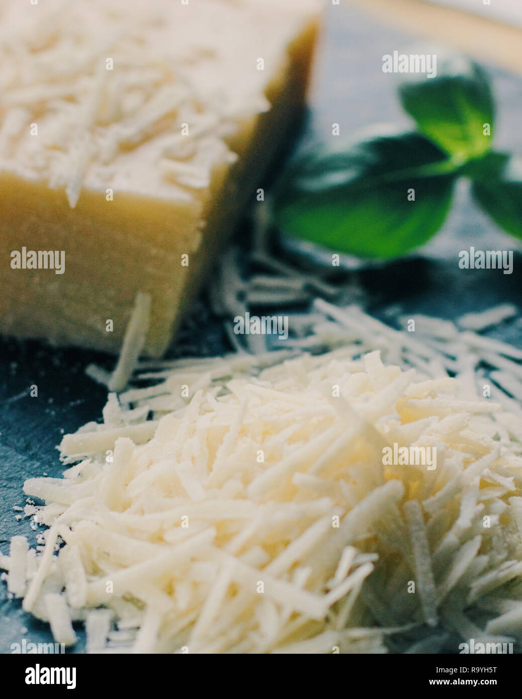 dairy and rustic farm food styled concept - shredded parmesan cheese ...