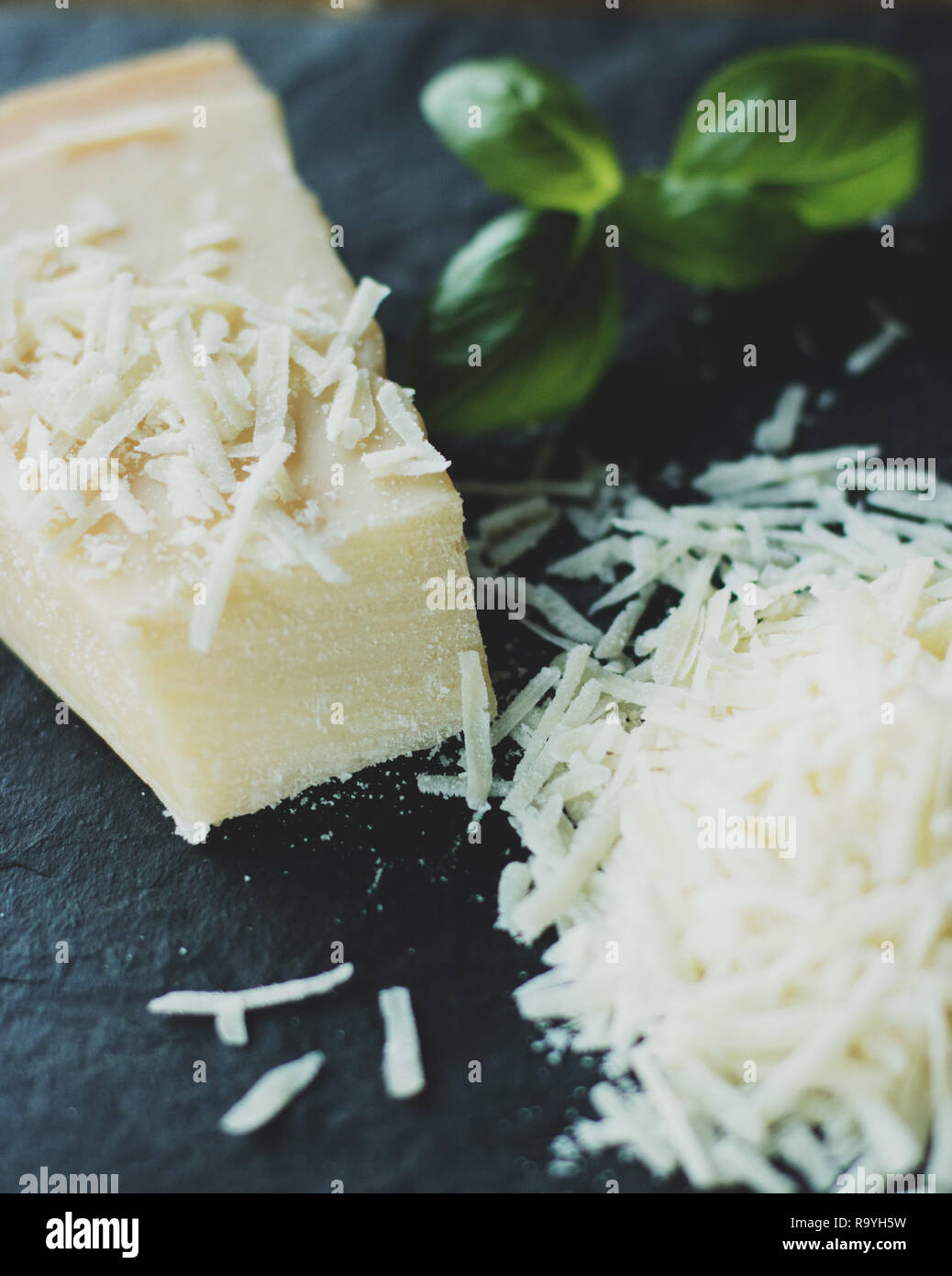 dairy and rustic farm food styled concept - shredded parmesan cheese ...