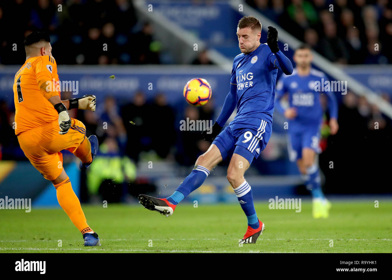 Cardiff City goalkeeper Neil Etheridge (left) clears the ball from ...