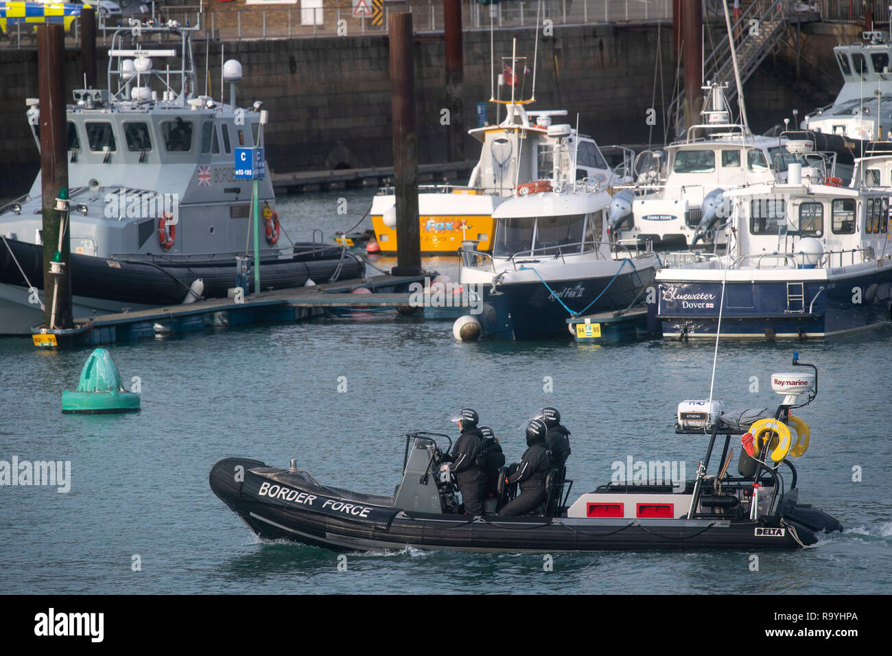 A Border Force RIB on patrol in Dover Harbour Stock Photo - Alamy