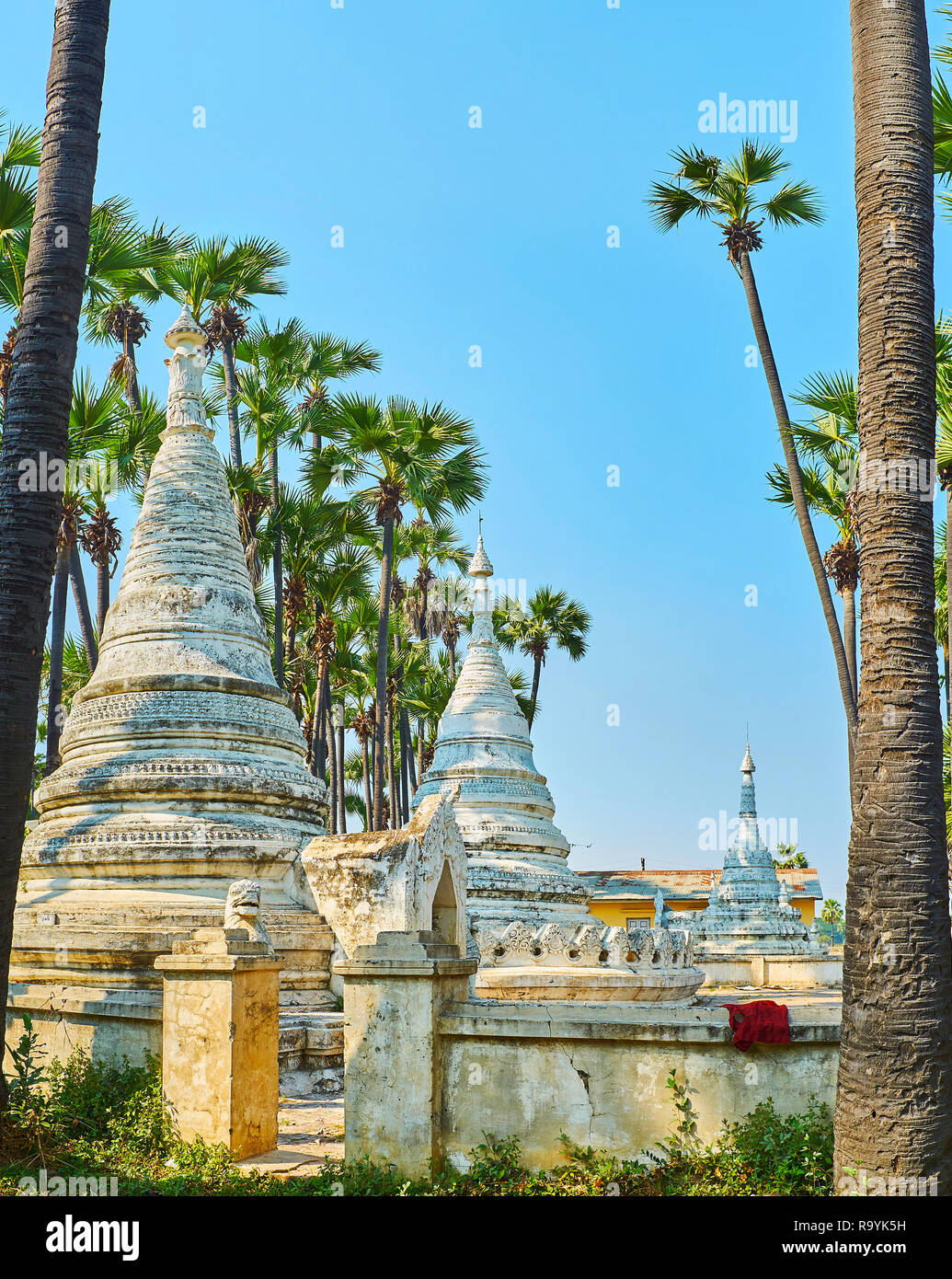 The site of medieval stupas of famous Bagaya Monastery in Ava (Inwa ...