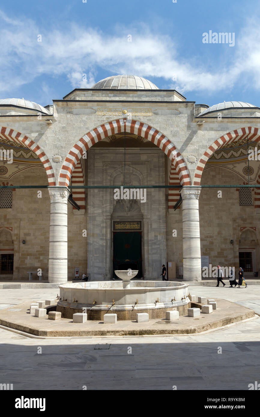 EDIRNE, TURKEY - MAY 26, 2018: Inside view of Uc Serefeli mosque Mosque ...