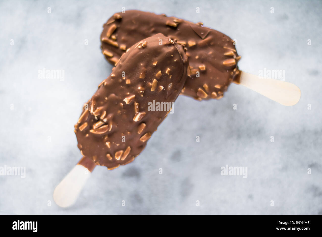 chocolate almond ice cream - pastry and sweet food styled concept ...