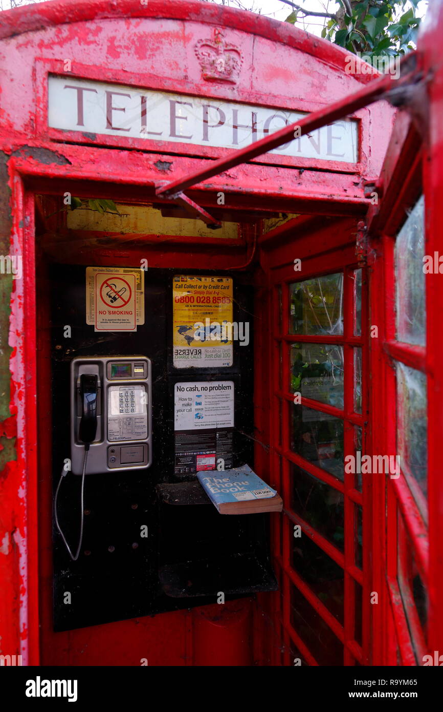 A Uk Red K6 Telephone Box with Telephone Directory included Stock Photo - Alamy