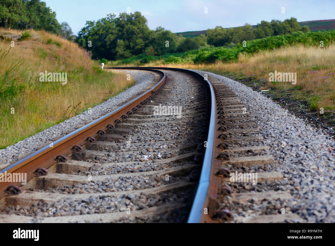A section of railway track on the North Yorkshire Moors Railway ...