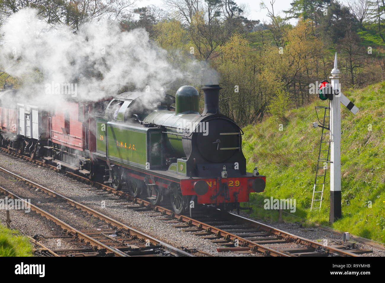 Lambton Tank No29 hauling freight through Goathland Station on the ...