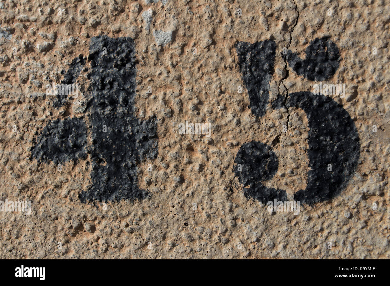number forty five painted stencil on concrete wall, number 45 Stock ...