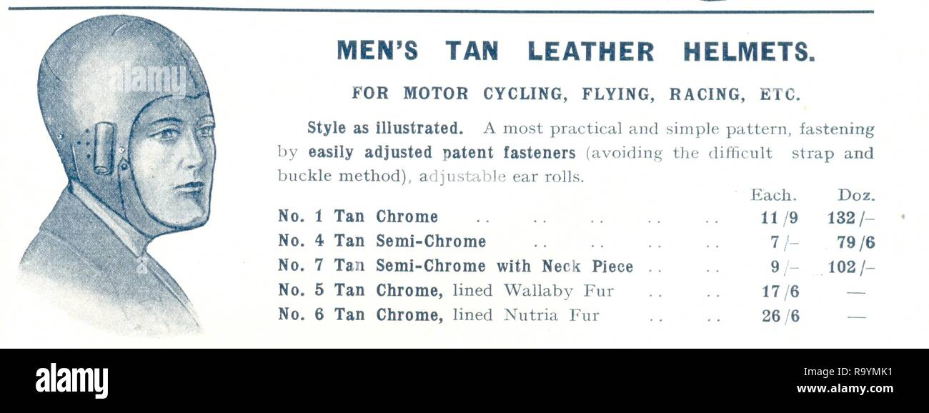 Men's Tan Leather Helmets for motor cycling, flying, racing etc. from ...