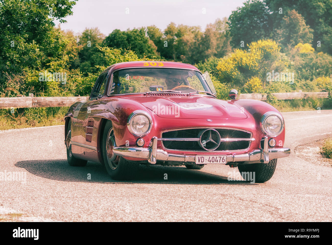 MERCEDES-BENZ 300 SL COUPÉ (W198) 1955 on an old racing car in rally ...
