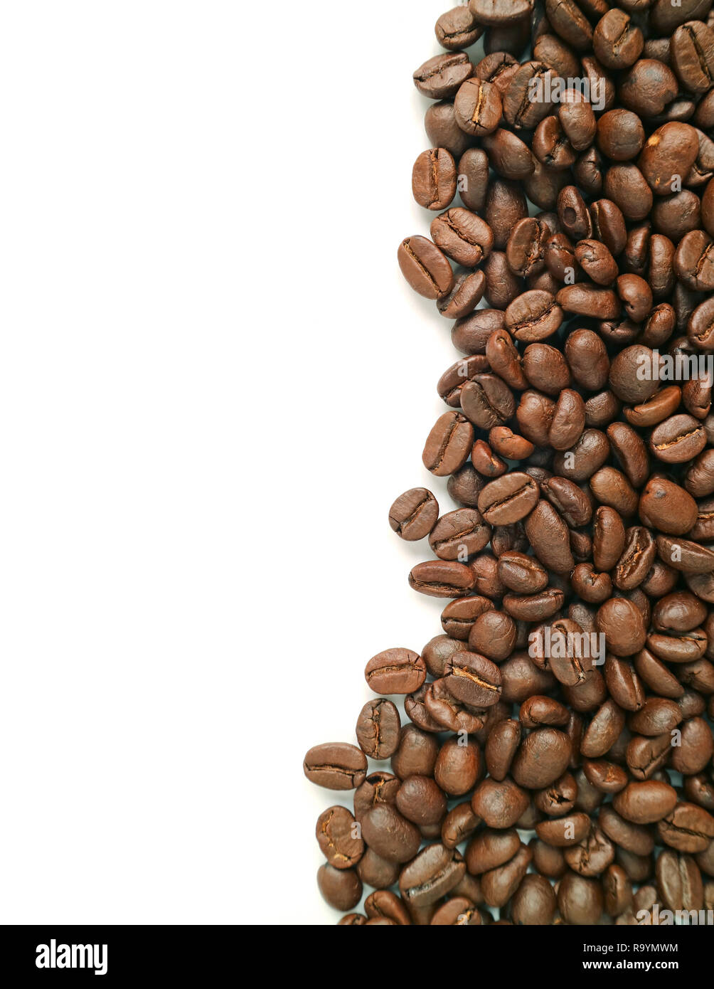 Vertical image of roasted coffee beans isolated on white background ...