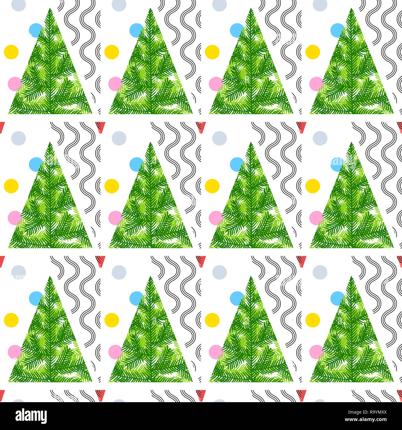 Seamless pattern Christmas new year trees. Winter December holiday ...