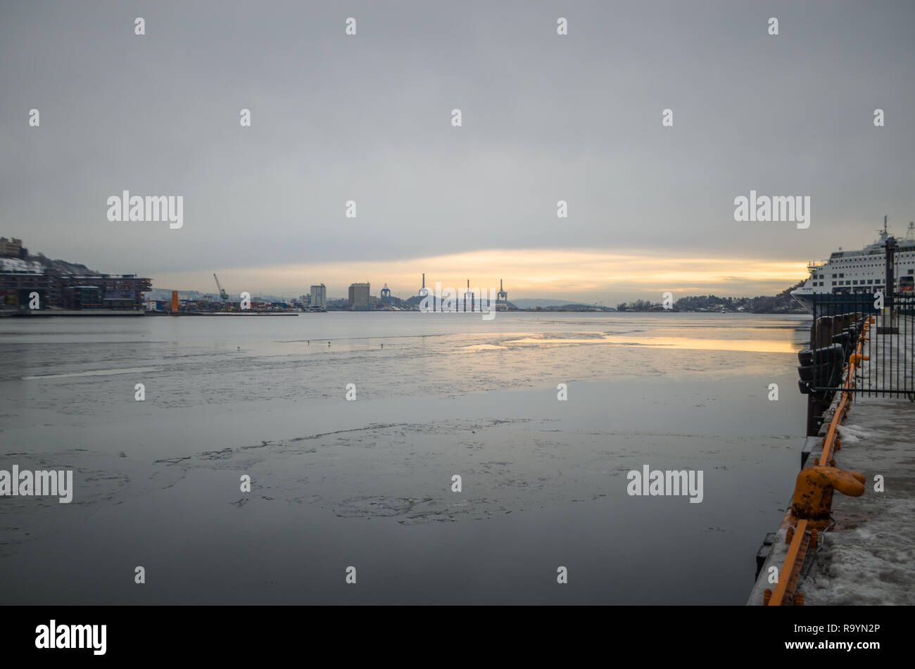 Surrealistic giant container cranes in Oslo Container Terminal Stock ...