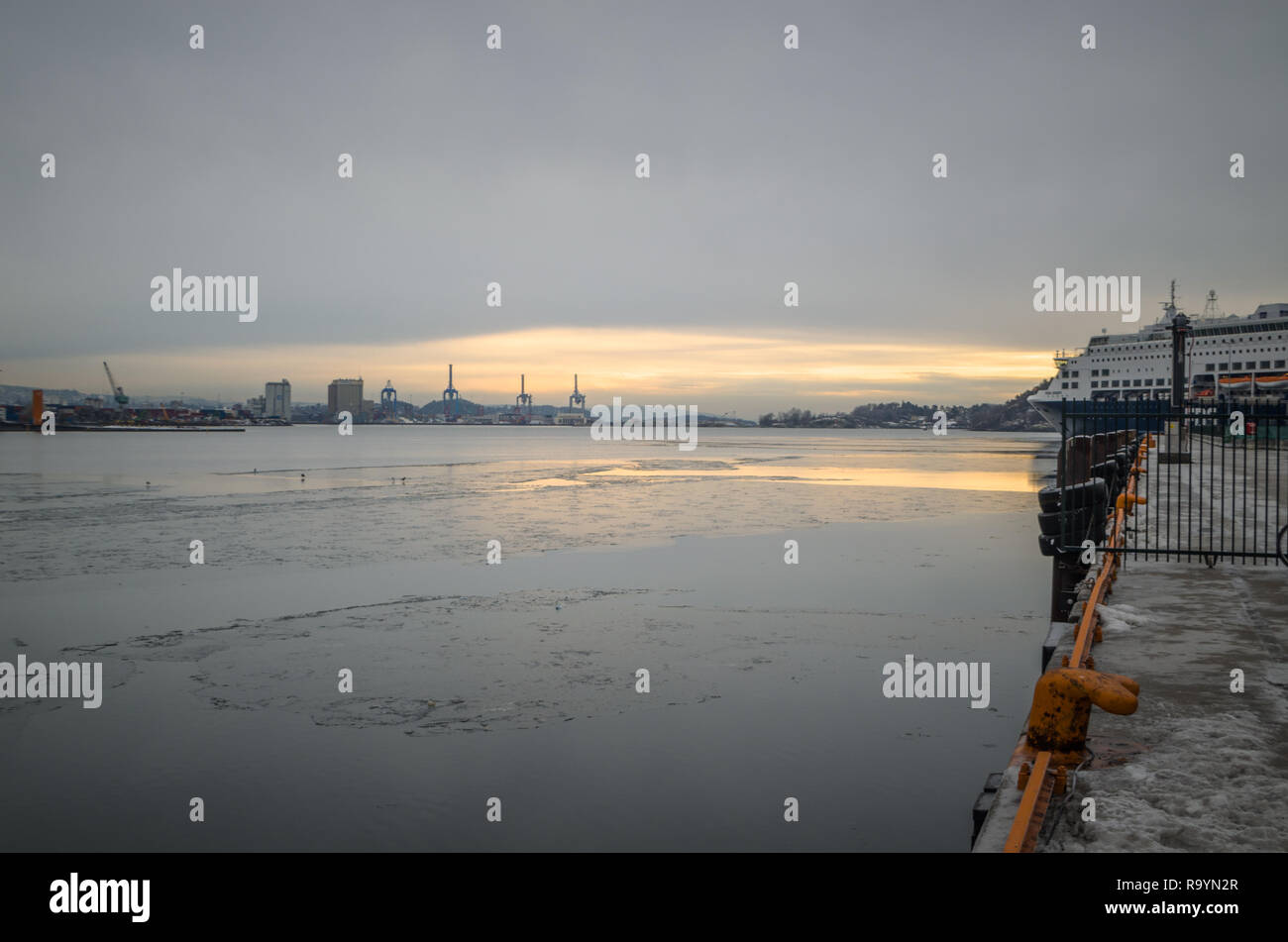 Surrealistic giant container cranes in Oslo Container Terminal Stock ...