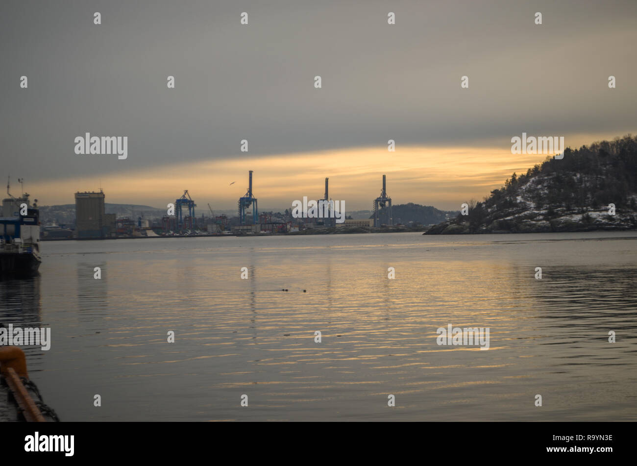 Surrealistic giant container cranes in Oslo Container Terminal Stock ...