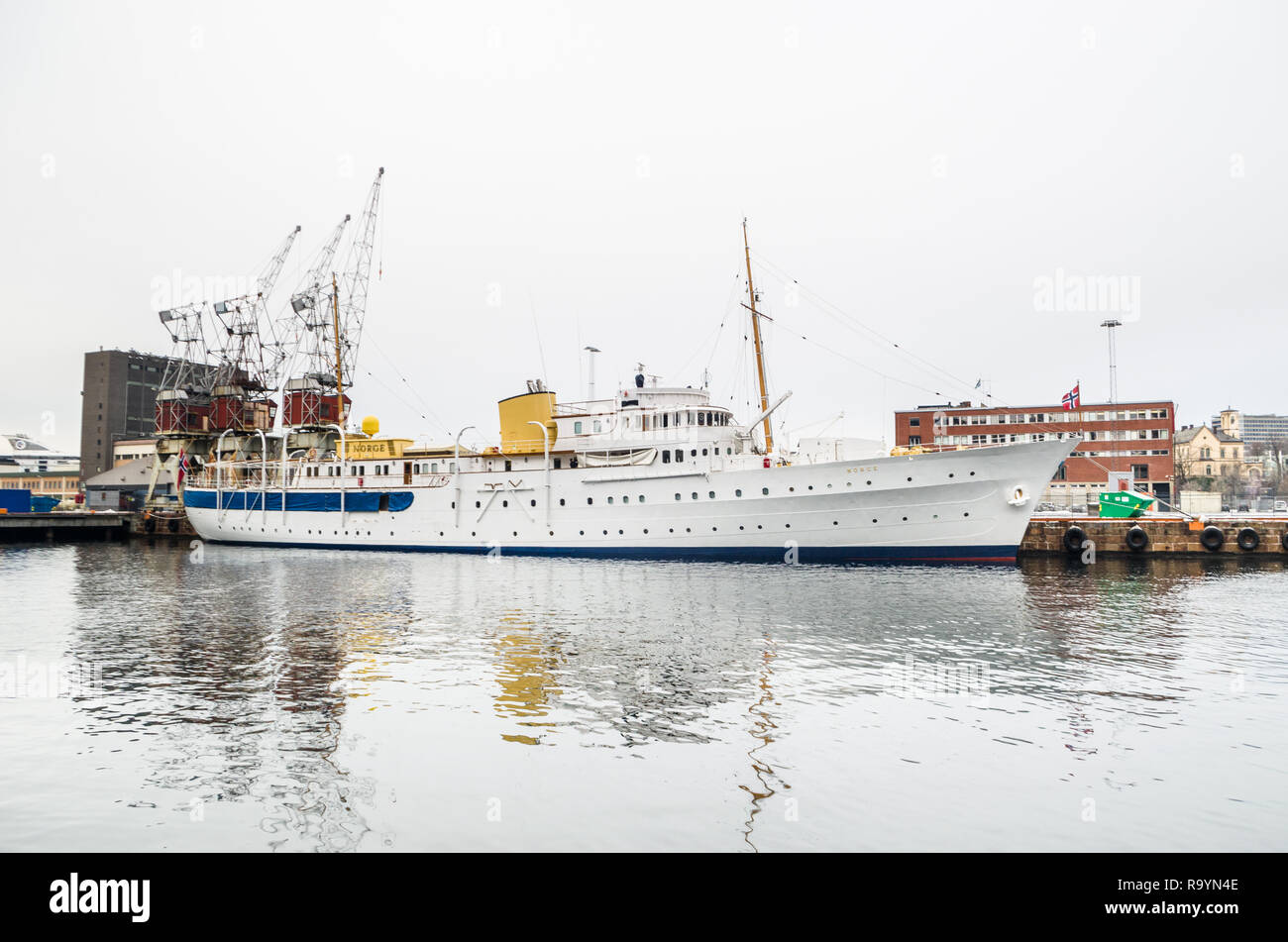 HNoMY Norge- the Royal Yacht of the King of Norway- at her home port of ...
