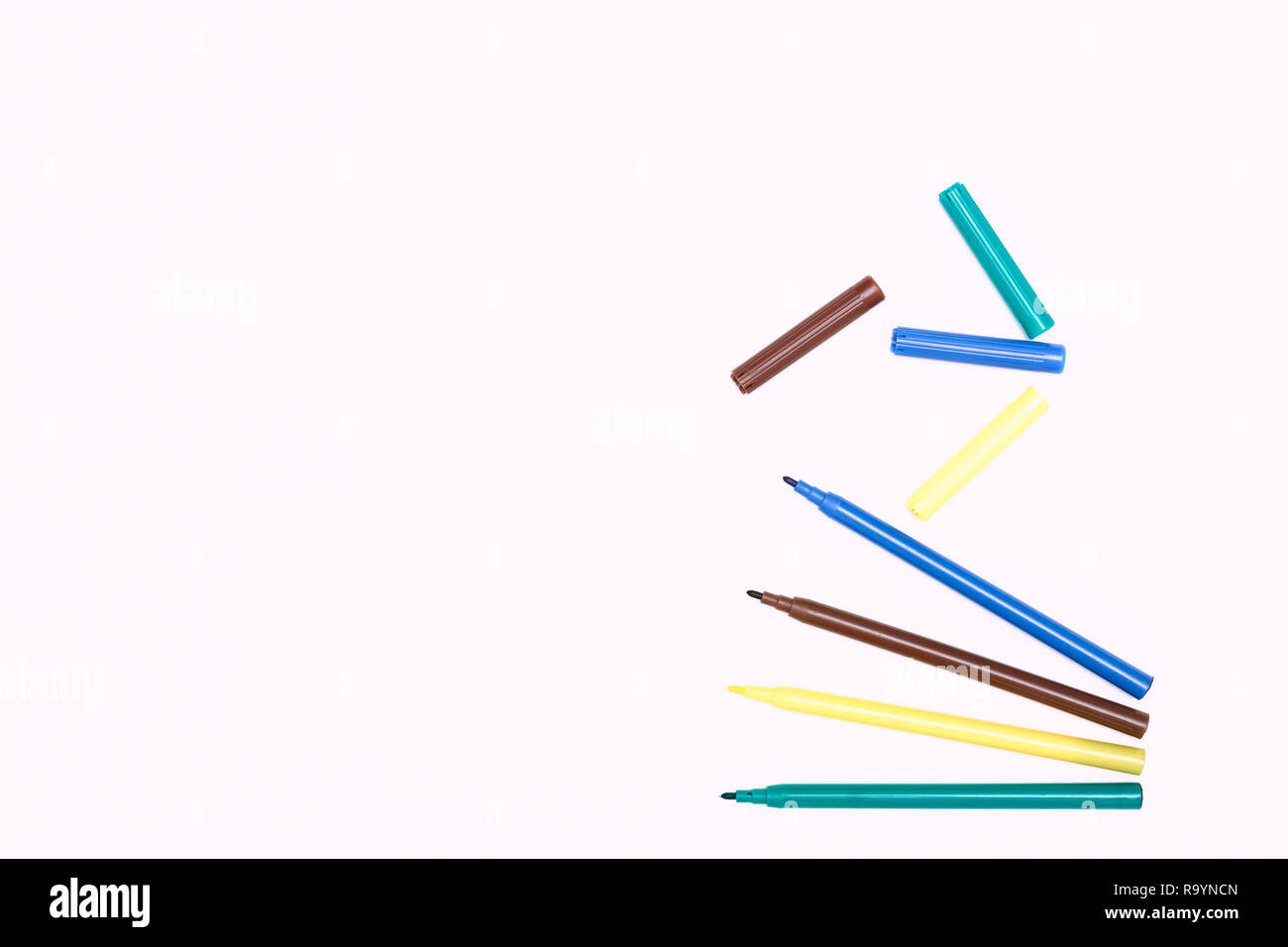 colorful markers on a white background. children's markers for drawing ...