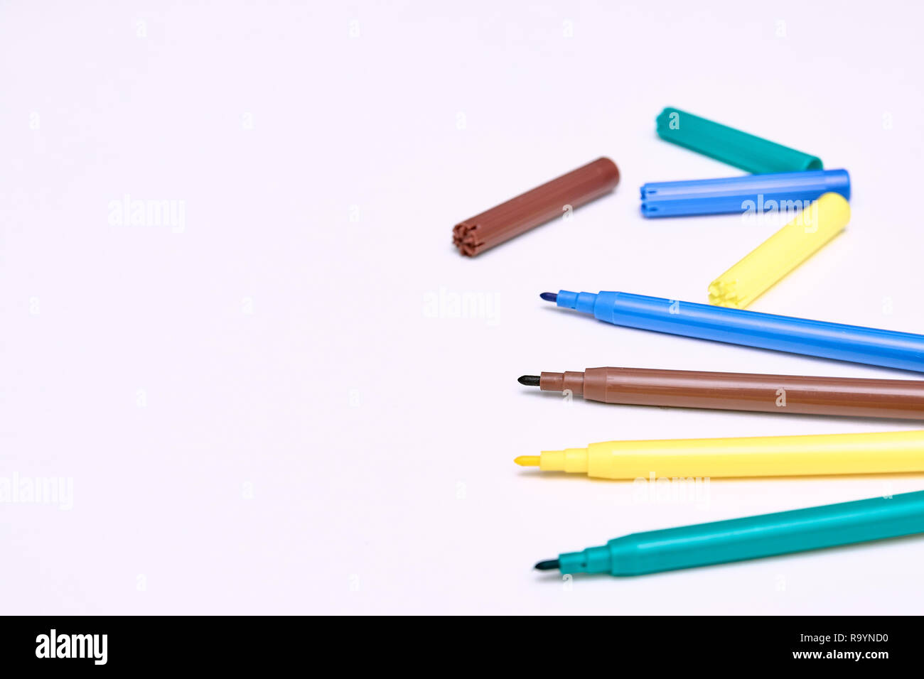 colorful markers on a white background. children's markers for drawing ...