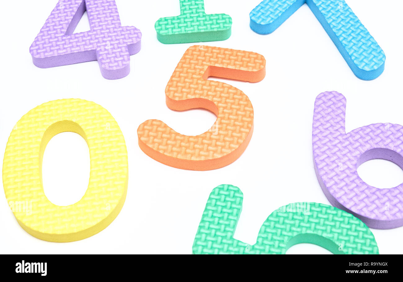 colored numbers on white background. the concept of the school Stock ...