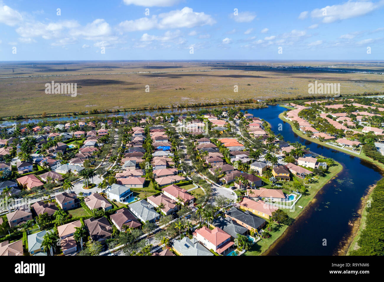 Aerial view florida everglades homes hi-res stock photography and ...
