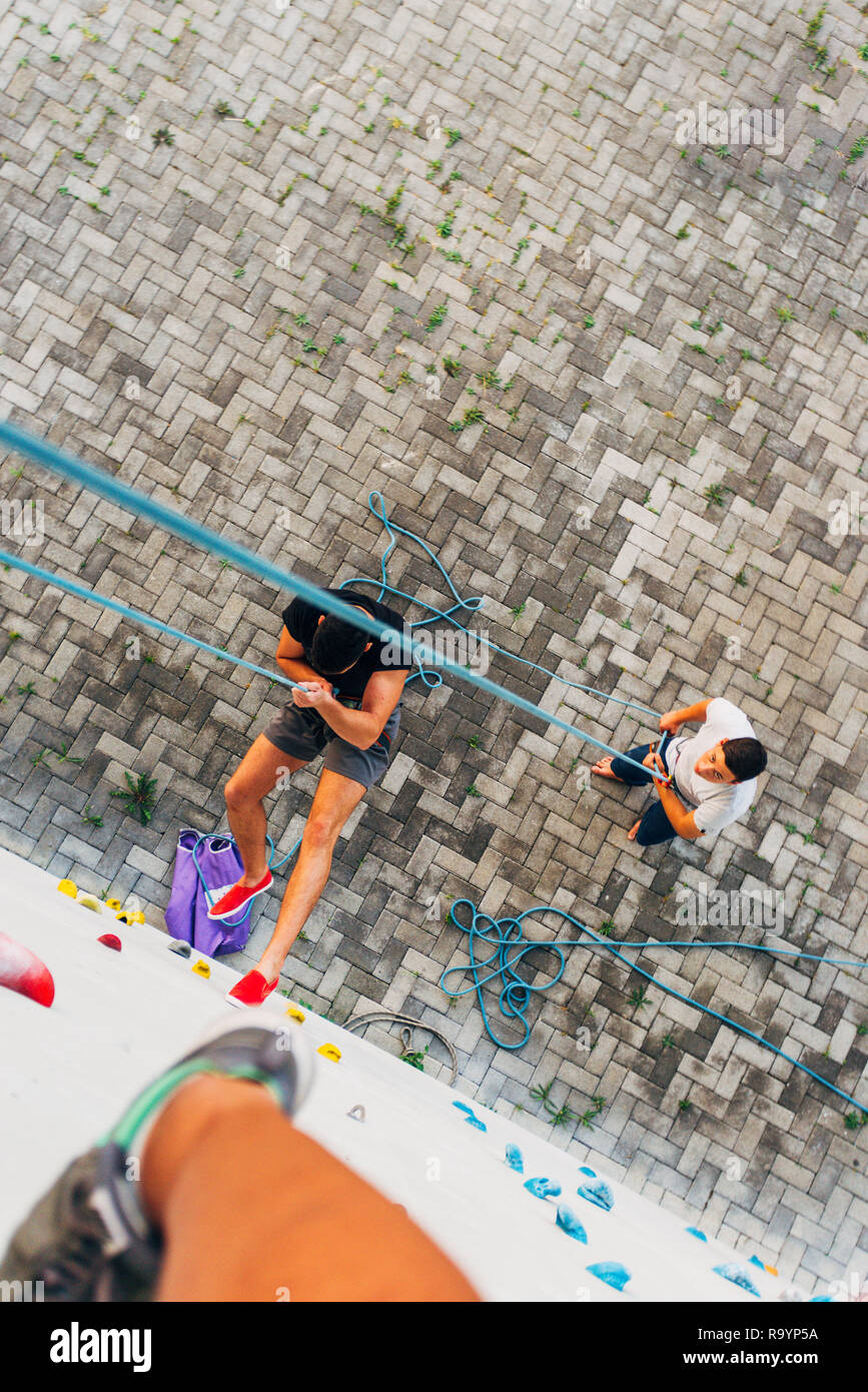 Two climbers bouldering or rock climbing outdoors Stock Photo - Alamy